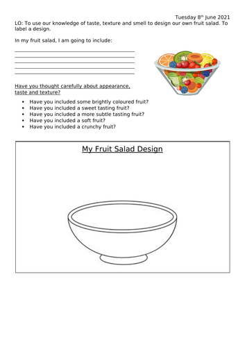 DT fruit salad - taste test, design, evaluation | Teaching Resources