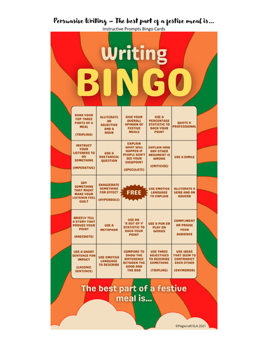 Persuasive Opinion Writing Bingo | Christmas | Easter | Exposition ...