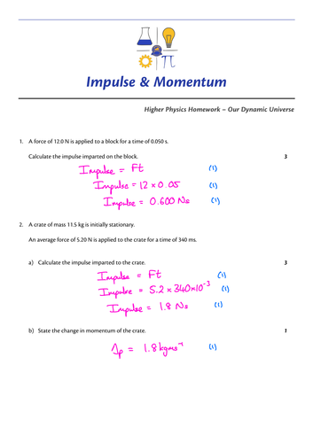 Impulse and Momentum Homework | Teaching Resources