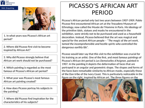 Guided Reading - African Art - Pablo Picasso | Teaching Resources