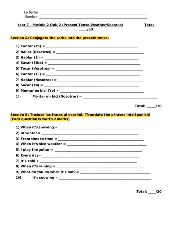 Viva 1 - Module 2 Quizzes (3) | Teaching Resources