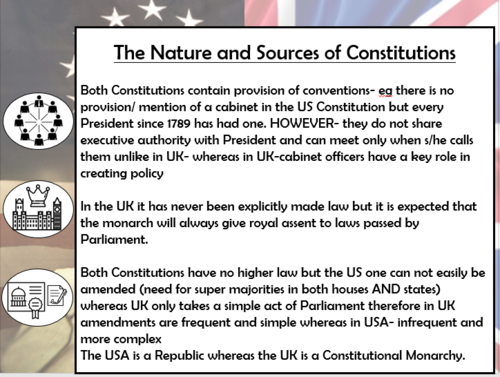 Lesson 6 US vs UK Constitution Comparative Politics | Teaching Resources