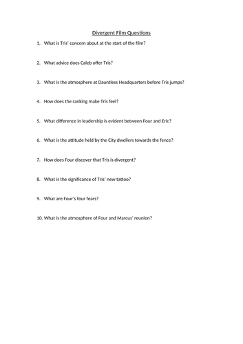 Divergent 2 week SOW | Teaching Resources