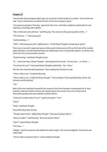 Hitchhiker's guide to the galaxy | Teaching Resources