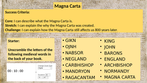 Magna Carta Lesson KS3 Medieval History | Teaching Resources