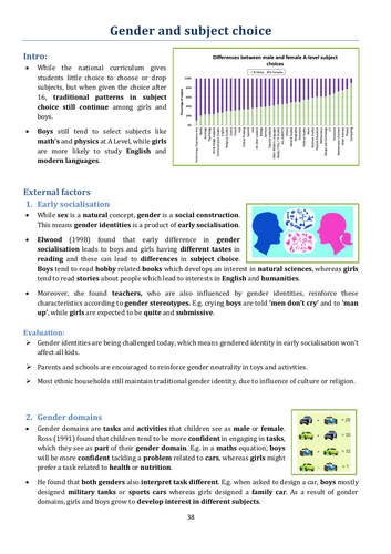 Gender differences in subject choice - sociology | Teaching Resources