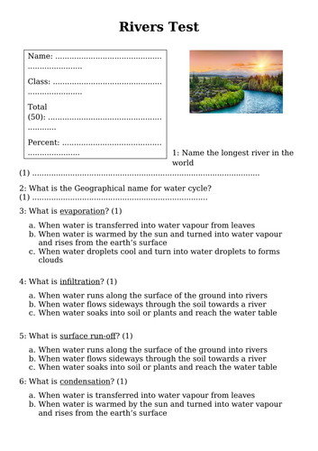 Rivers & Floods, KS3 Geography (complete unit) | Teaching Resources
