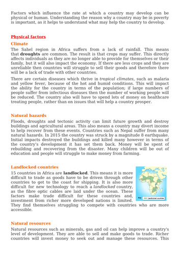 Development, KS3 Geography (complete unit) | Teaching Resources