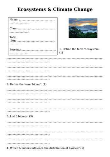 Ecosystems & Environmental Change, KS3 Geography (complete unit ...