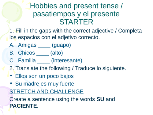 Hobbies - present tense spanish | Teaching Resources