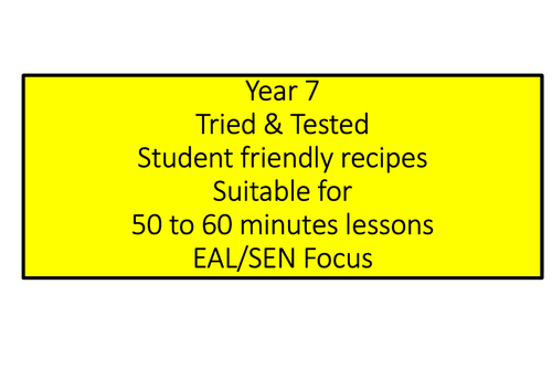 Year 7 Recipes | Teaching Resources