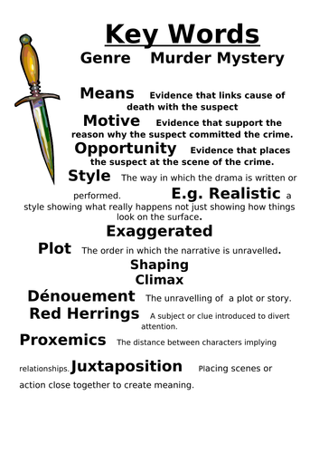 Year 9 Drama Murder mystery , The band, Summer festival | Teaching ...
