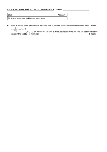 AS Maths 'unit test' pack | Teaching Resources