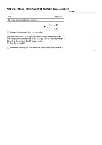 AS Further Maths 'unit test' pack part 1 | Teaching Resources AS Further Maths 'unit test' pack part 1 | Teaching Resources