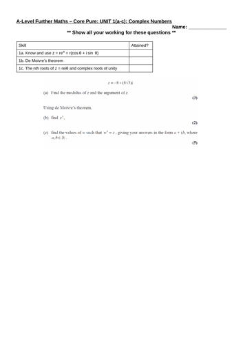 A-Level Further Maths 'unit test' pack | Teaching Resources