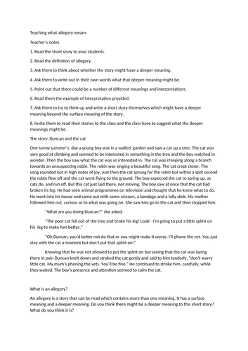 How to teach the meaning of allegory | Teaching Resources