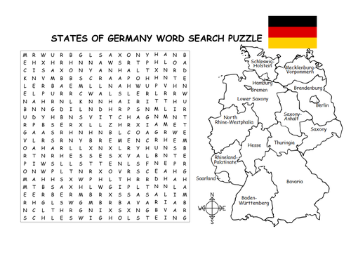 GERMANY STATES WORD SEARCH PUZZLE | Teaching Resources