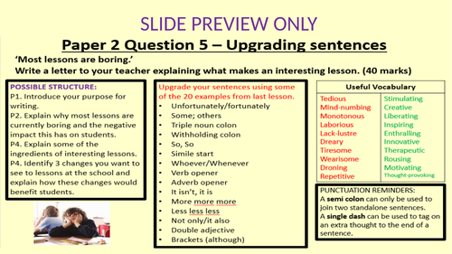 Paper 2 Question 5 Upgrading sentences | Teaching Resources