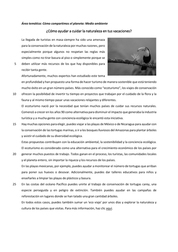 Spanish B HL / SL Paper 2 Reading comprehension exam practice ...