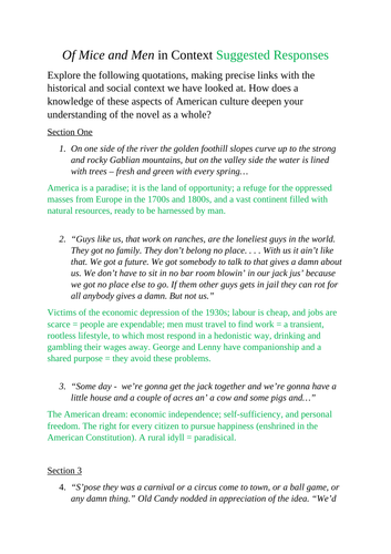 Context in 'Of Mice and Men' by John Steinbeck | Teaching Resources