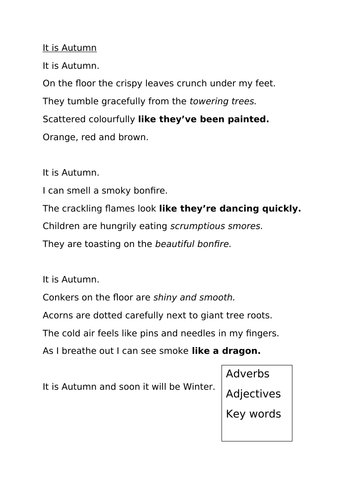 Autumn Poetry Year 2 | Teaching Resources