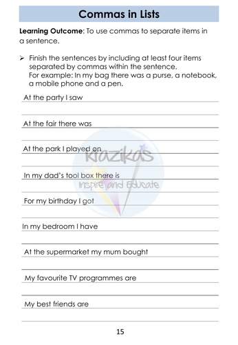 Functional Skills English - Entry Level 3 - Punctuation - Commas ...
