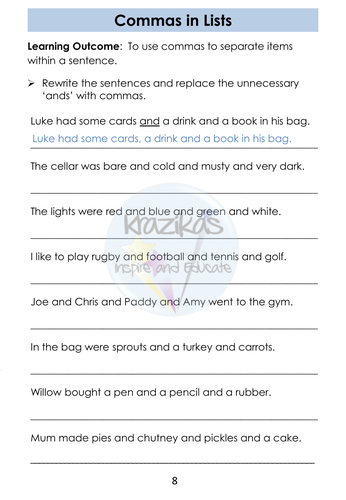 Functional Skills English - Entry Level 3 - Punctuation - Commas ...