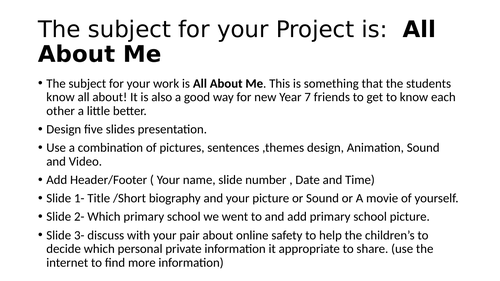 MS PowerPoint Project - Year 7 | Teaching Resources