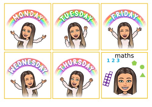 Brunette Bitmoji Visual Timetable | Teaching Resources