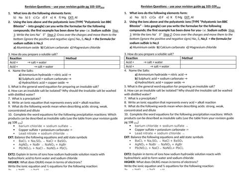 AQA GCSE 9-1 Chemistry Unit 4 Chemical Changes 4.2 Reactions of acids ...