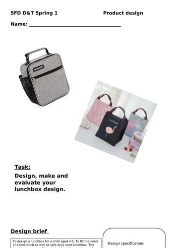 Design, make and evaluate lunchbox design | Teaching Resources