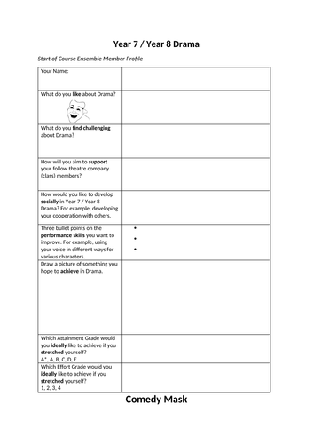 Year 7 / Year 8 Introduction to Drama Booklet - Pupil Profile, Dos ...