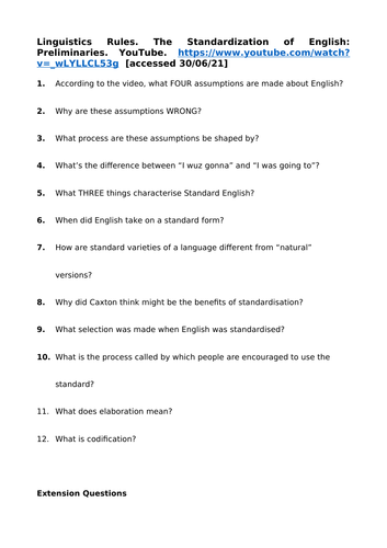 OCR A Level English Language: LANGUAGE CHANGE | Teaching Resources