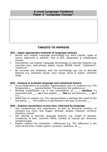 OCR A Level English Language: LANGUAGE CHANGE | Teaching Resources