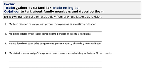 GCSE Spanish, Module 1: Me, my family and friends | Teaching Resources