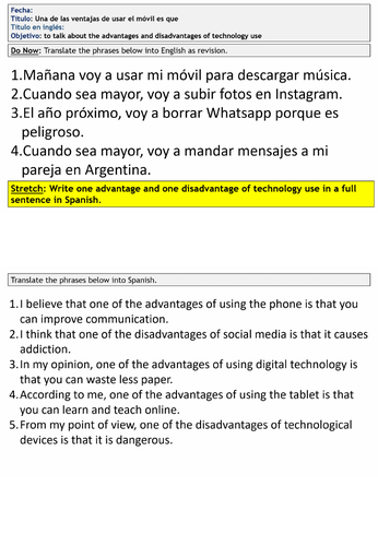 GCSE Spanish, Module 2: Technology in every day life | Teaching Resources