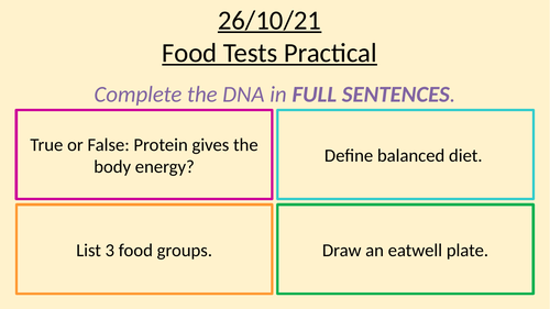 B2 1.2 Food Tests Practical | Teaching Resources