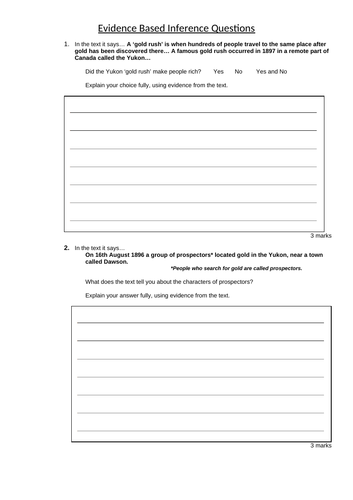 Reading Comprehension LIRA - Inference Grid - Refer to text - Gold Rush ...