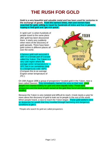 Reading Comprehension LIRA - Inference Grid - Refer to text - Gold Rush ...
