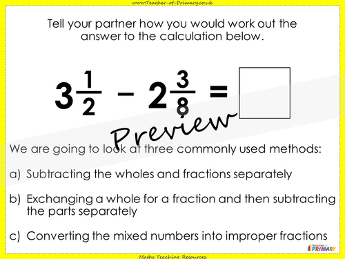Subtracting Mixed Numbers - Year 6 | Teaching Resources