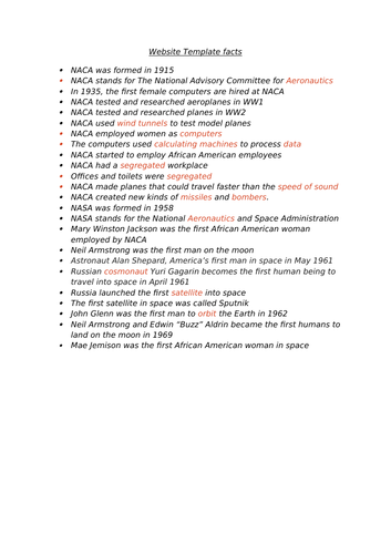 Detailed Year 5 English Planning - Hidden Figures - Lesson 1 to 19 ...