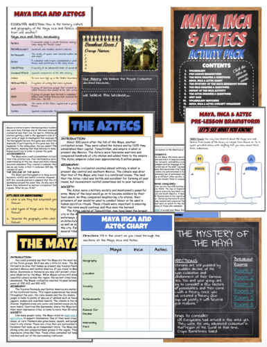 Maya, Inca and Aztec Activity Pack | Teaching Resources