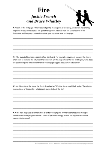 Fire - Jackie French / Bruce Whatley - Worksheets | Teaching Resources