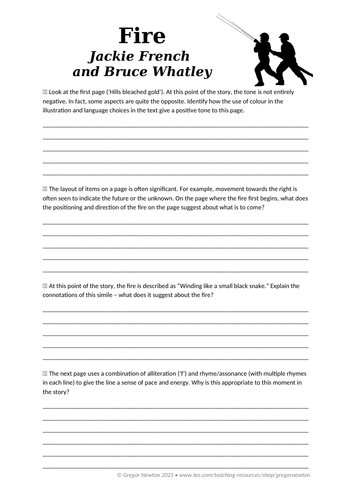 Fire - Jackie French / Bruce Whatley - Worksheets | Teaching Resources