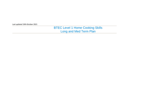 BTEC Level 1 Home Cooking Skills - Health and Safety SOW | Teaching ...