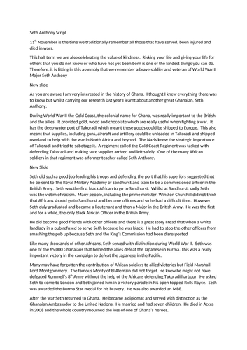 Kindness and Bravery: The Major Seth Anthony Story | Teaching Resources