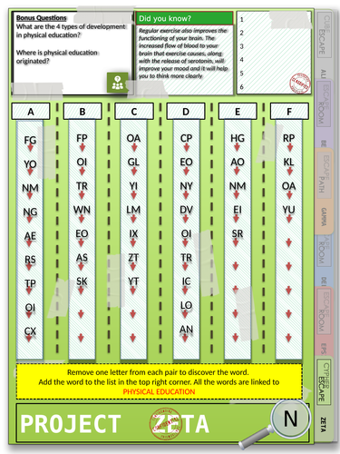 PE Escape Room | Teaching Resources