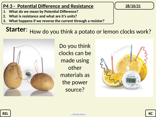 KS4 GCSE Physics AQA P4 3a Potential Difference and Resistance PPT only ...