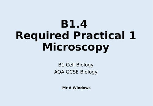 B1 Cell Biology - AQA GCSE Biology (9-1) *NEW* | Teaching Resources