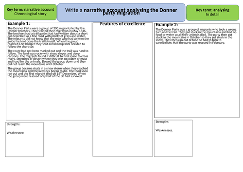 Edexcel 9-1 Lesson 5 the Donner Party | Teaching Resources